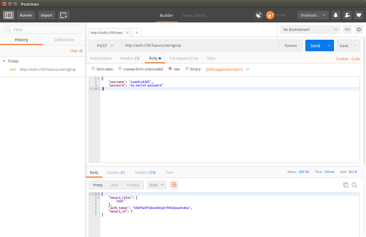 Task 3.3 — Hasura Auth API + Postman collection | by Shubhashish | Medium