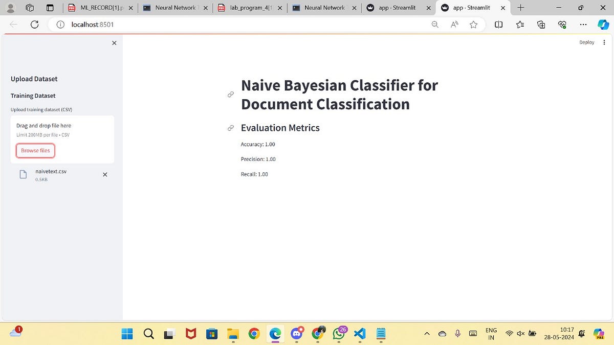 Implementation Of Naïve Bayesian Classifier Model To Classify A Set Of