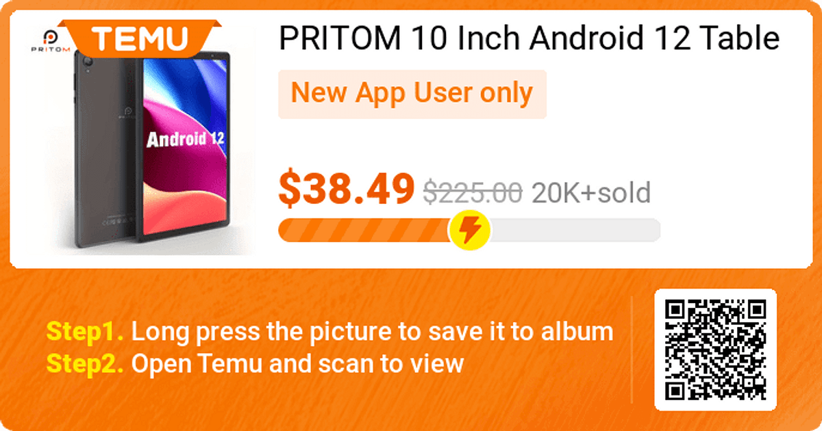PRITOM 10 Inch Android 12 Tablet, 4GB DDR (2GB+2GBExpansion)RAM, 32GB ...
