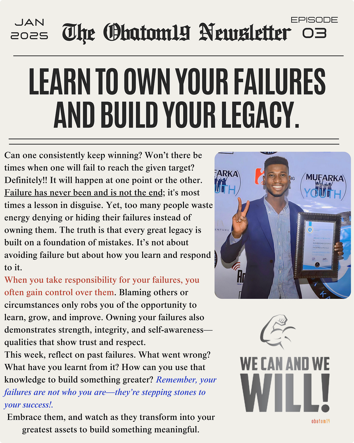 LEARN TO OWN YOUR FAILURES AND ULTIMATELY BUILD YOUR LEGACY! | by Ola ...