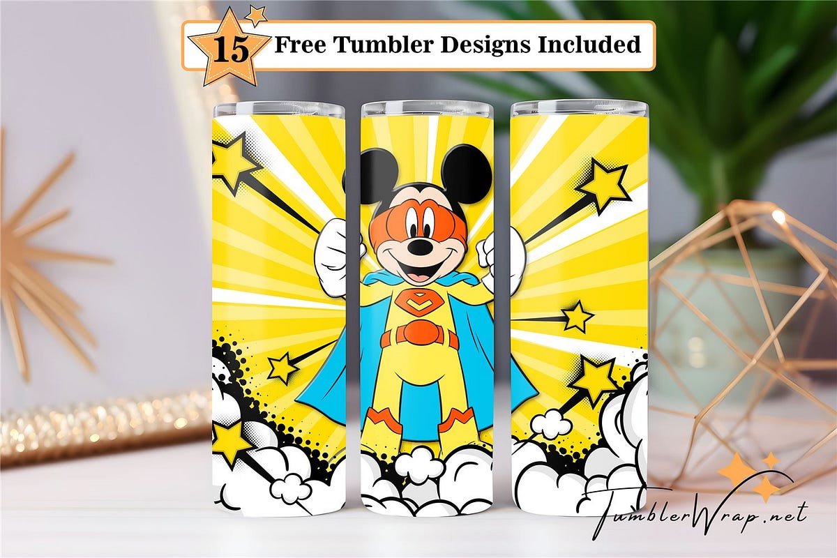Mickey Mouse Tumbler PNG, Cartoon 20 Oz Skinny - TumblerWrap.Net - Medium