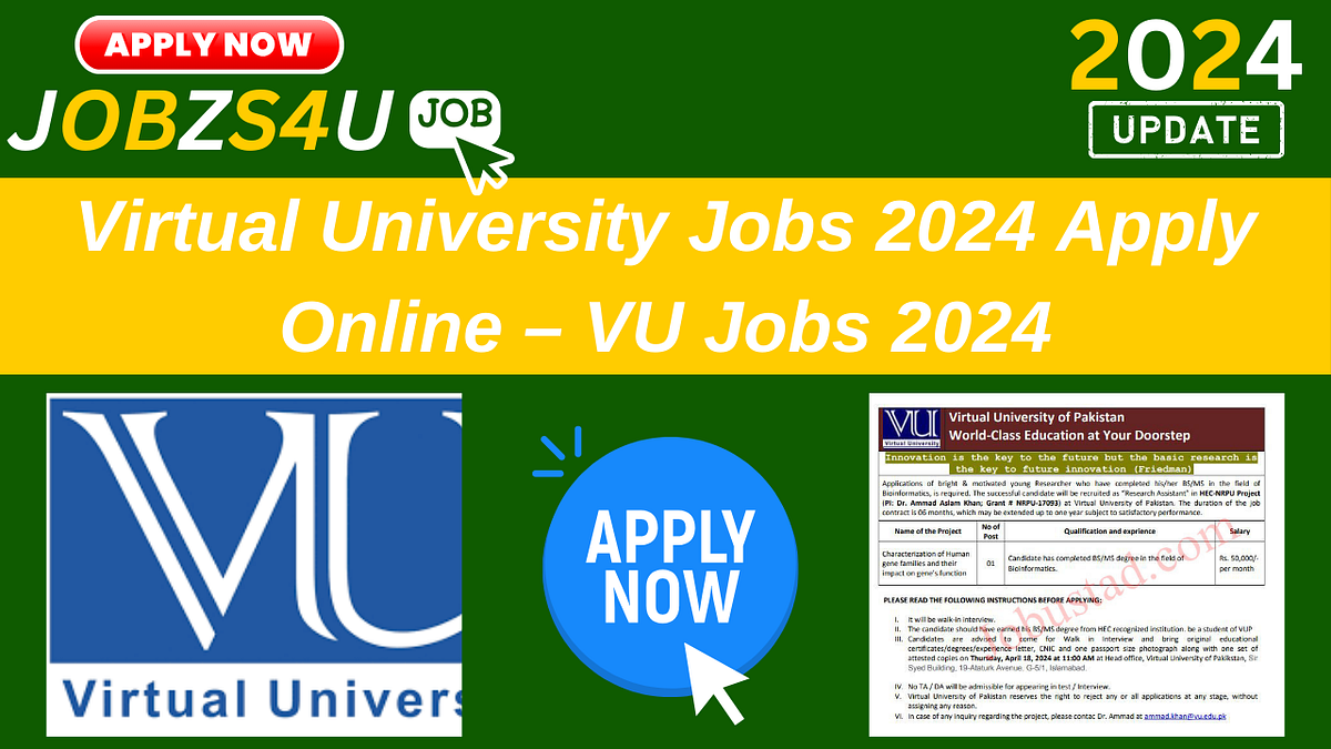 Virtual University Jobs 2024 Apply Online — VU Jobs 2024 - jobzs4u.com ...