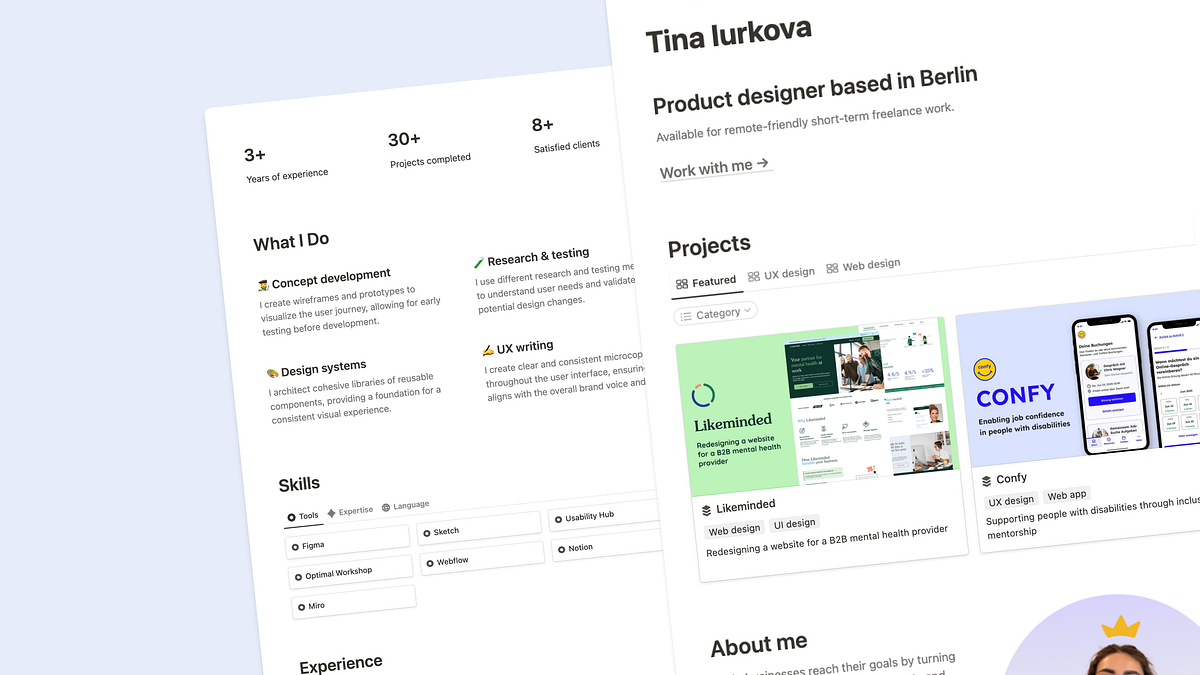 Build a UX portfolio on Notion in one weekend | by Tina Iurkova 🍵 ...
