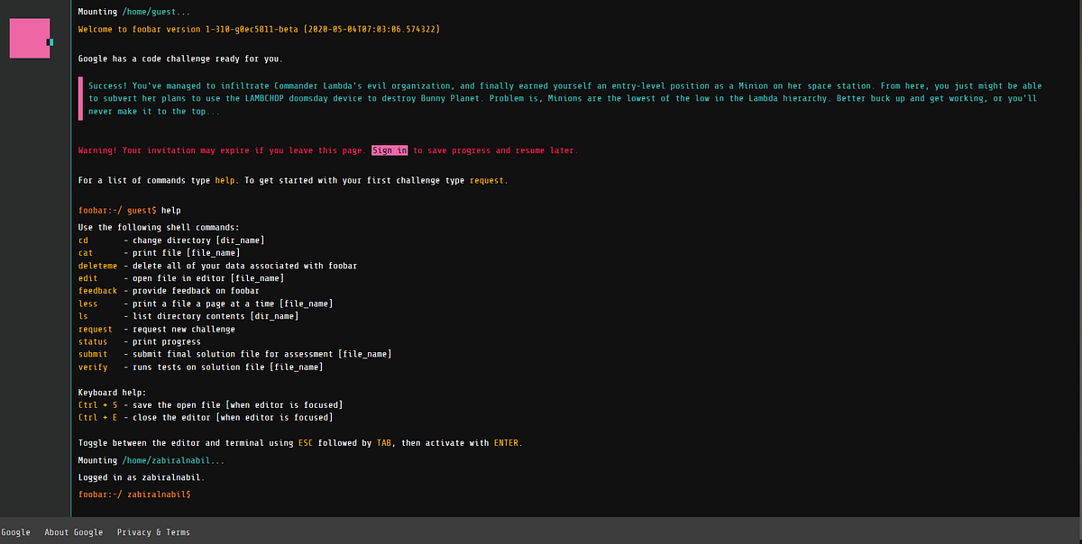 google foobar, competitive programming, algorithms | Medium