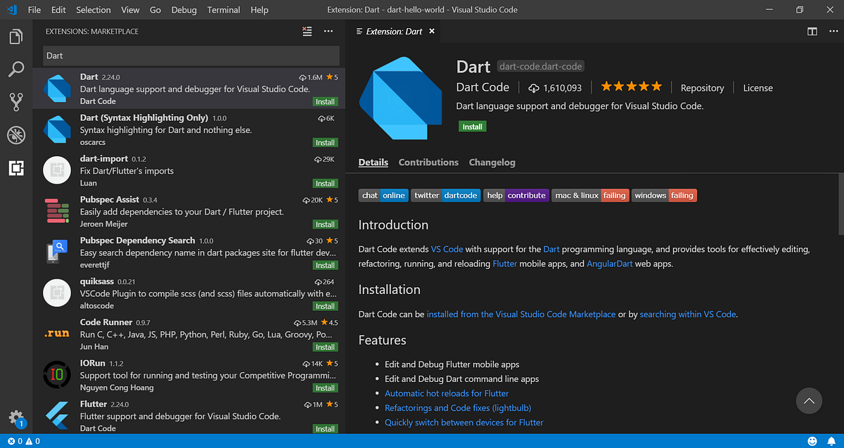 1. Dart Tutorial, Hello World Using VS Code IDE | by Rahul Vashishth ...