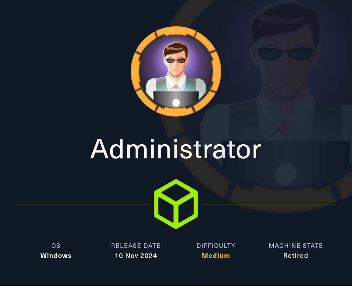 Hack The Box — Administrator. Walkthrough of a Windows medium… | by Ilia Epanov | Sep, 2025 | Medium