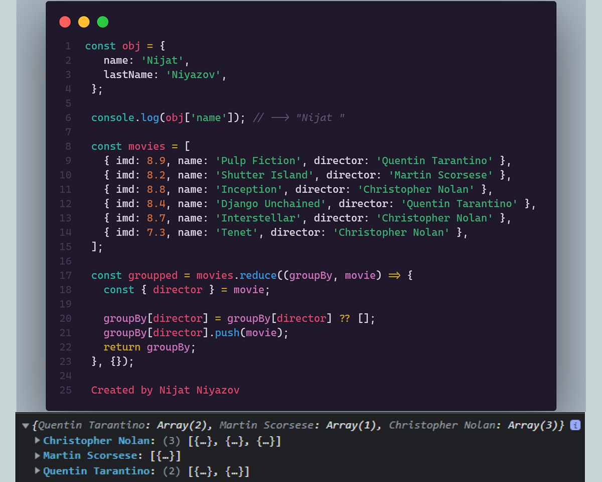 Data Organization with JavaScript’s Reduce Method. | by Nijat Niyazov ...