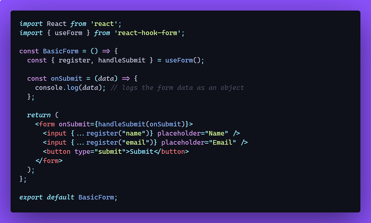REACT HOOK FORM. Handling forms in React has always been… | by Vishal Singh | Medium