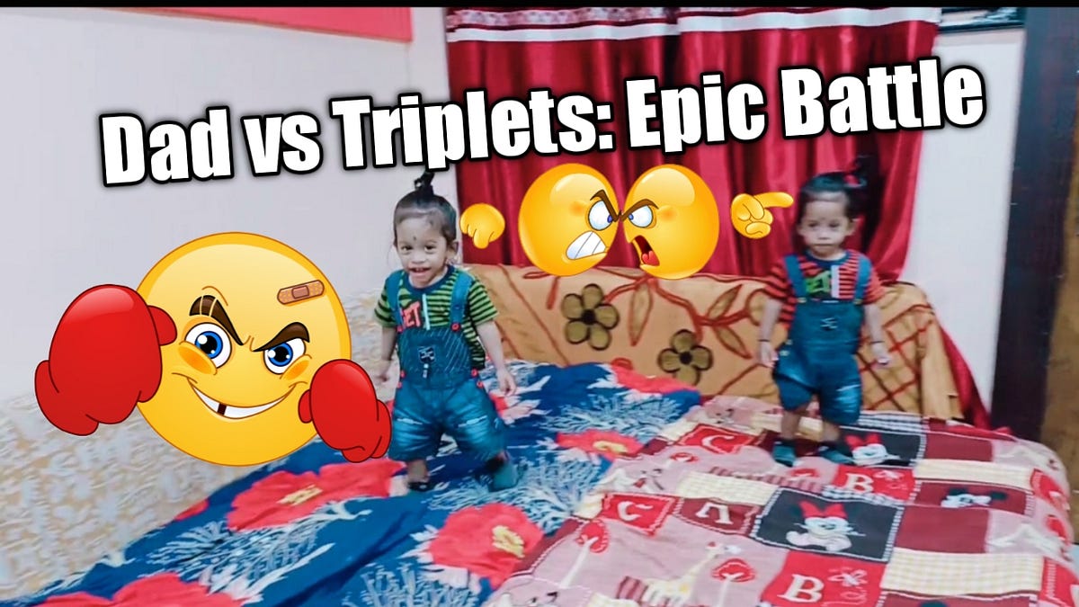 Dad vs. Triplets: Epic Battle of Wits and Cuteness in Cute Fighting ...