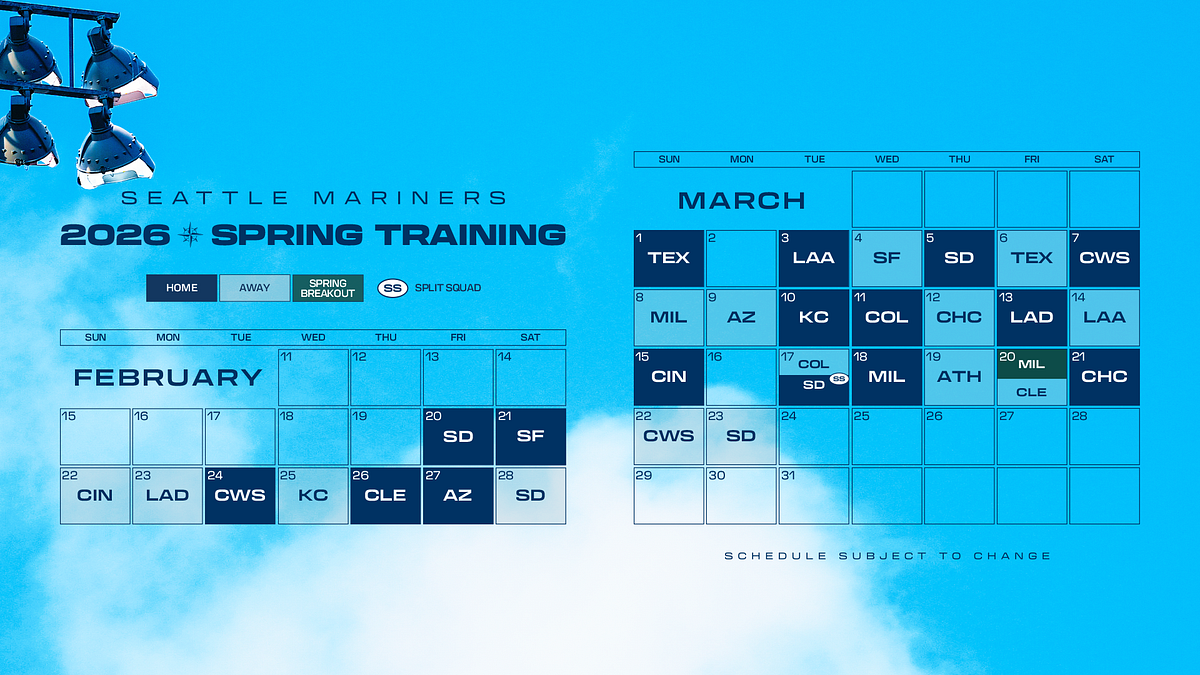 Mariners Announce 2026 Spring Training Schedule | by Mariners PR | From ...
