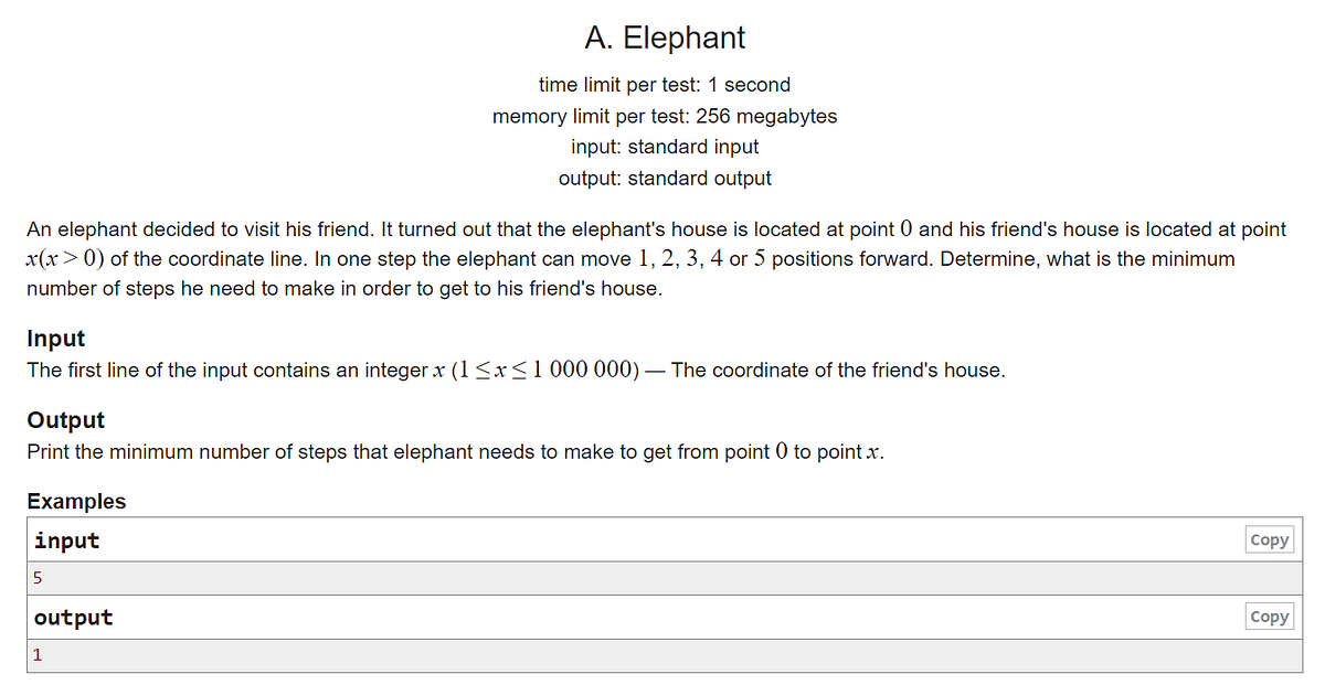CodeForces - 617A Elephant Solution in C++ - Eya Jamue Haque - Medium