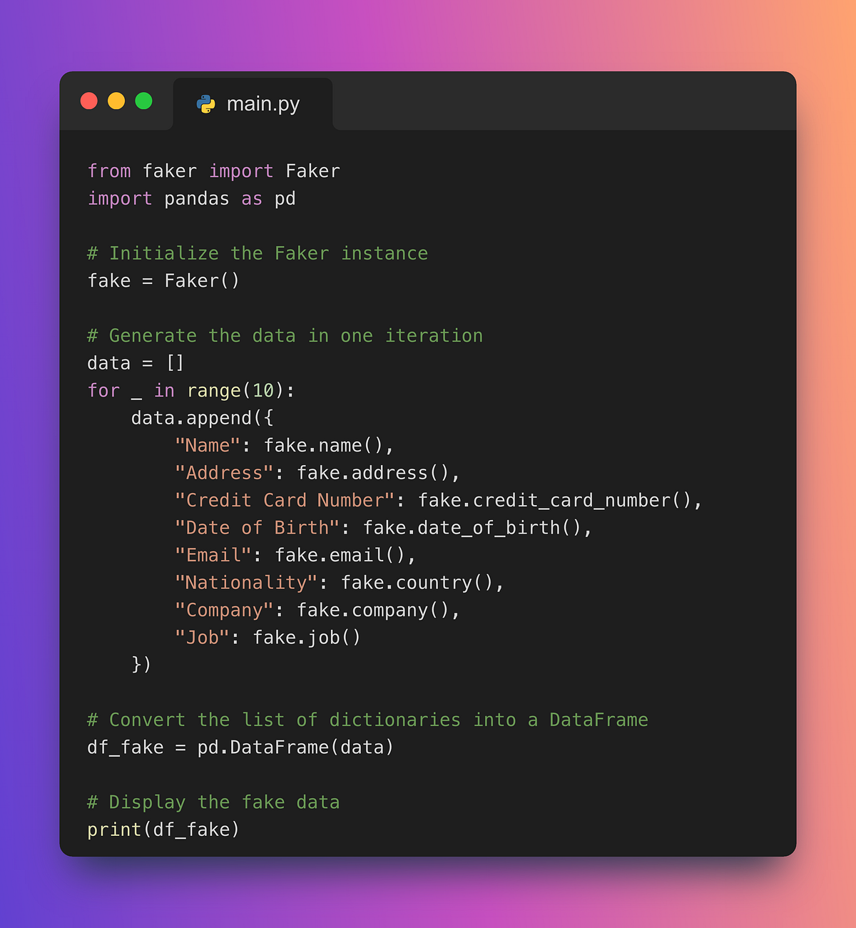 Generate Realistic Synthetic Data Using Python’s Faker Library | by Dimeji | Medium