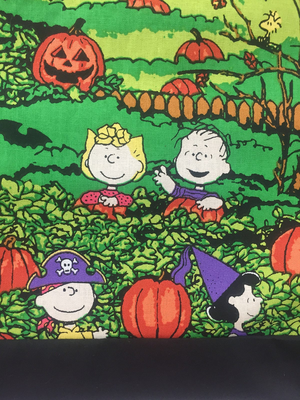 Reversible Table Runner Snoopy Peanuts Charlie Brown Orange Black White ...