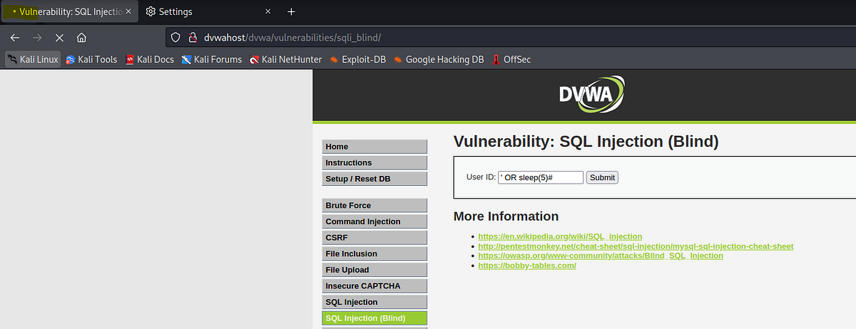 Lets Learn Webapp Pentest From Basic On Dvwa From Setup To Hack Part10 Sql Injection Blind