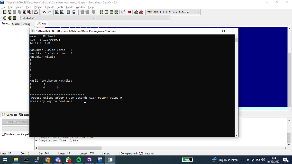 UAS Dasar Pemrograman. Michael 1227050071 | by Michael | Medium