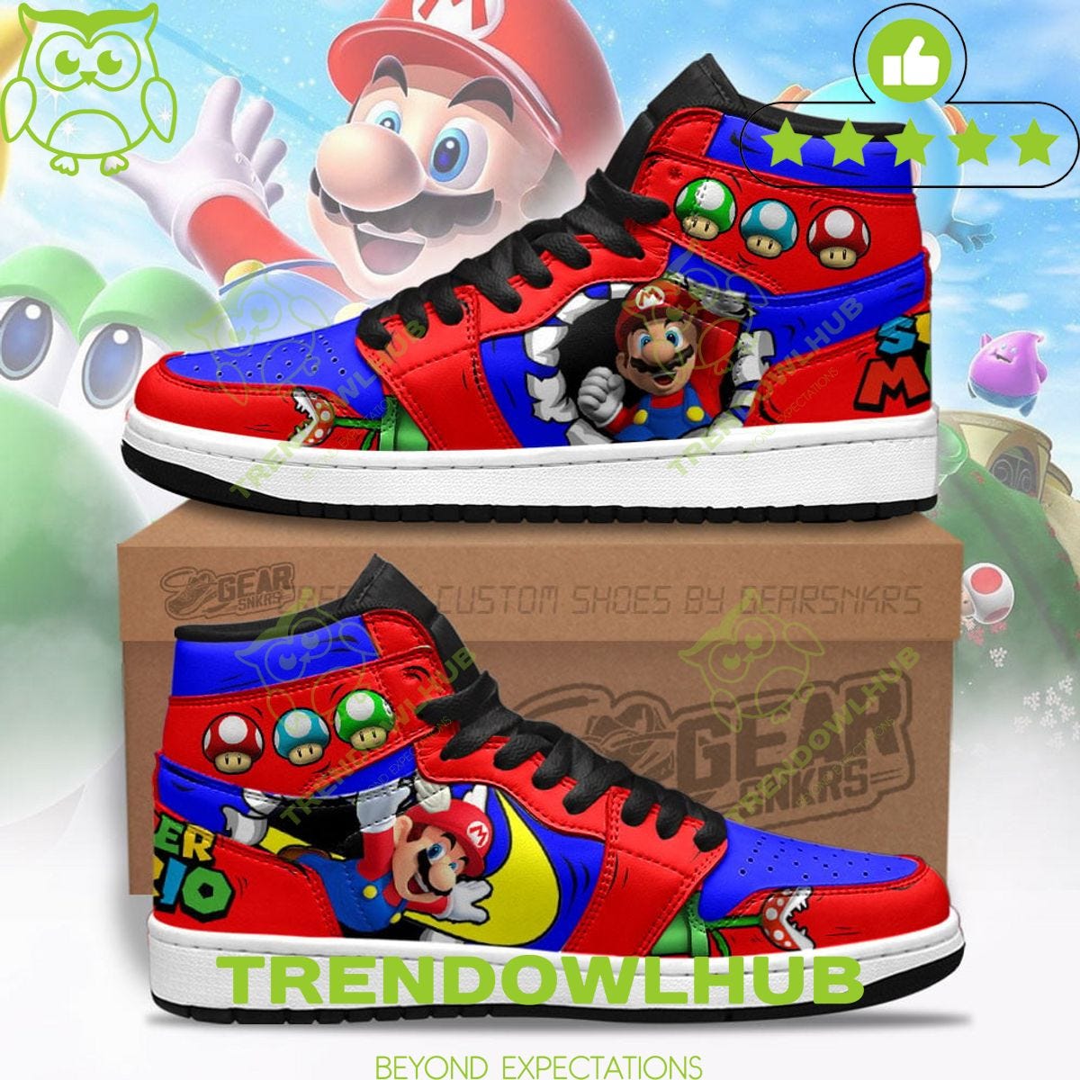 Premium The Super Mario Bros Game Red Blue Air Jordan High Top | by ...