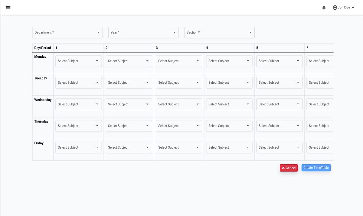 Time Table managment | Medium