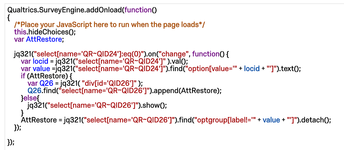 Narrow Qualtrics response options with jQuery hide(), show(), detach() and append() | by Andrew ...