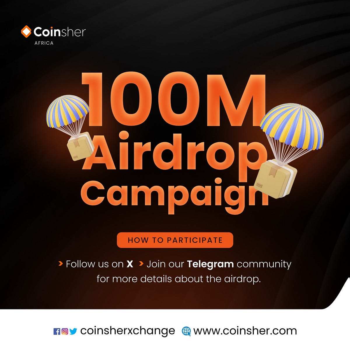 Earn up to $100 and Share in 100M Token Airdrop: Join the Coinsher Community Contributors ...