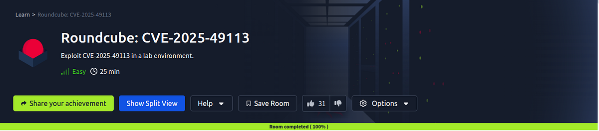 Roundcube: CVE-2025–49113 | TryHackMe Room | Medium