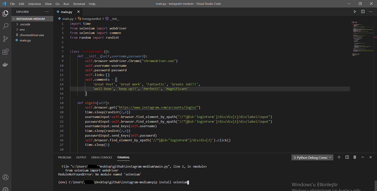 Project-1) Create Instagram Bot with Selenium and Python | by HKN MZ ...