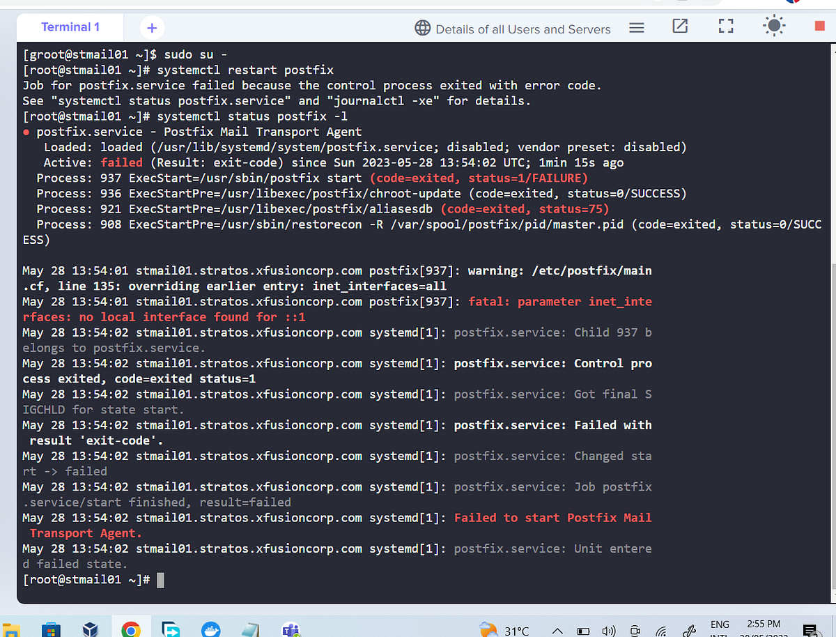 KodeKloud challenge — Task 12 — Linux Postfix Troubleshooting | by Koiki Shakirat | Medium