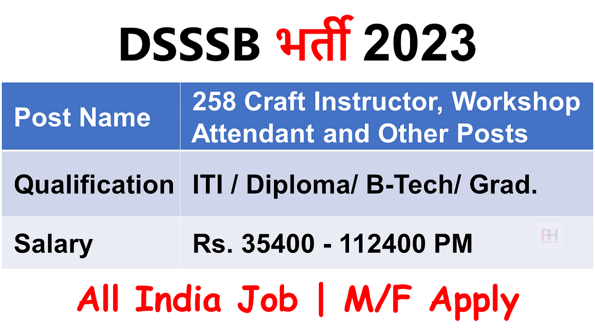 DSSSB [258 Post] Recruitment 2023 - Freemejob - Medium