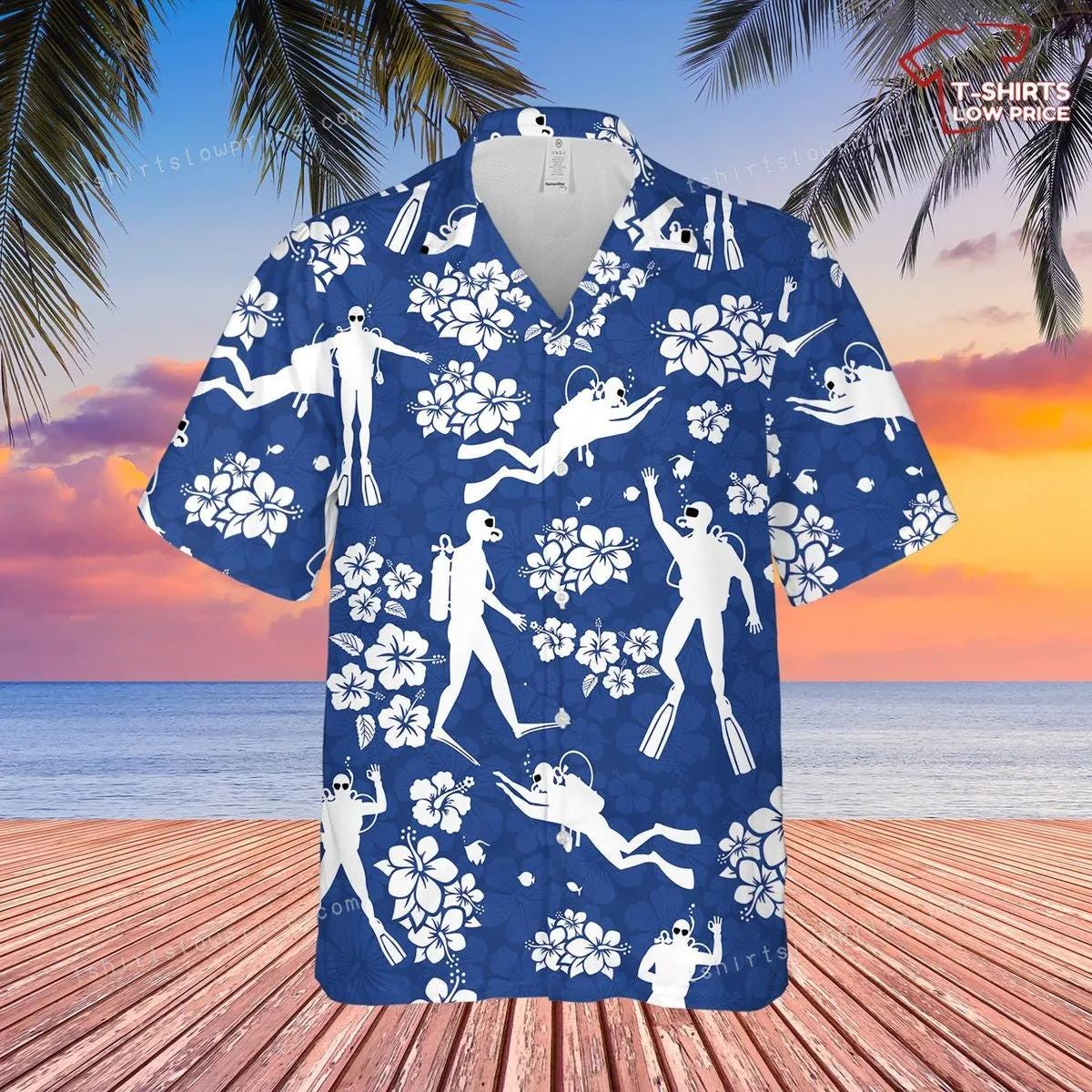 Blue Diving Hawaiian Flower Shirt | by Libbee Georgette | Aug, 2024 ...
