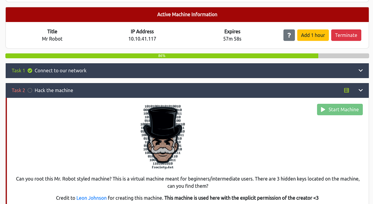 Mr. Robot CTF Walkthrough. Credits to Leon Johnson for creating… | by Abin | Medium