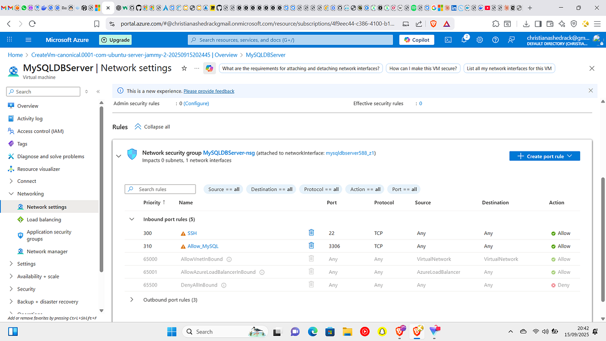Deploying a Dedicated MySQL Database Server on Azure VM | by Christiana Shedrack | Sep, 2025 ...