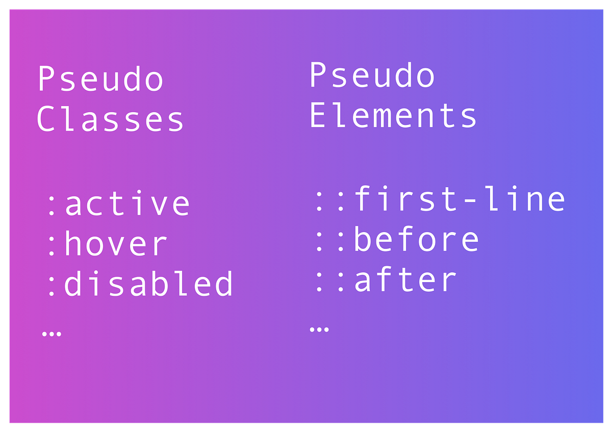 Pseudo classes and pseudo elements | by Dhruv Chauhan | Medium
