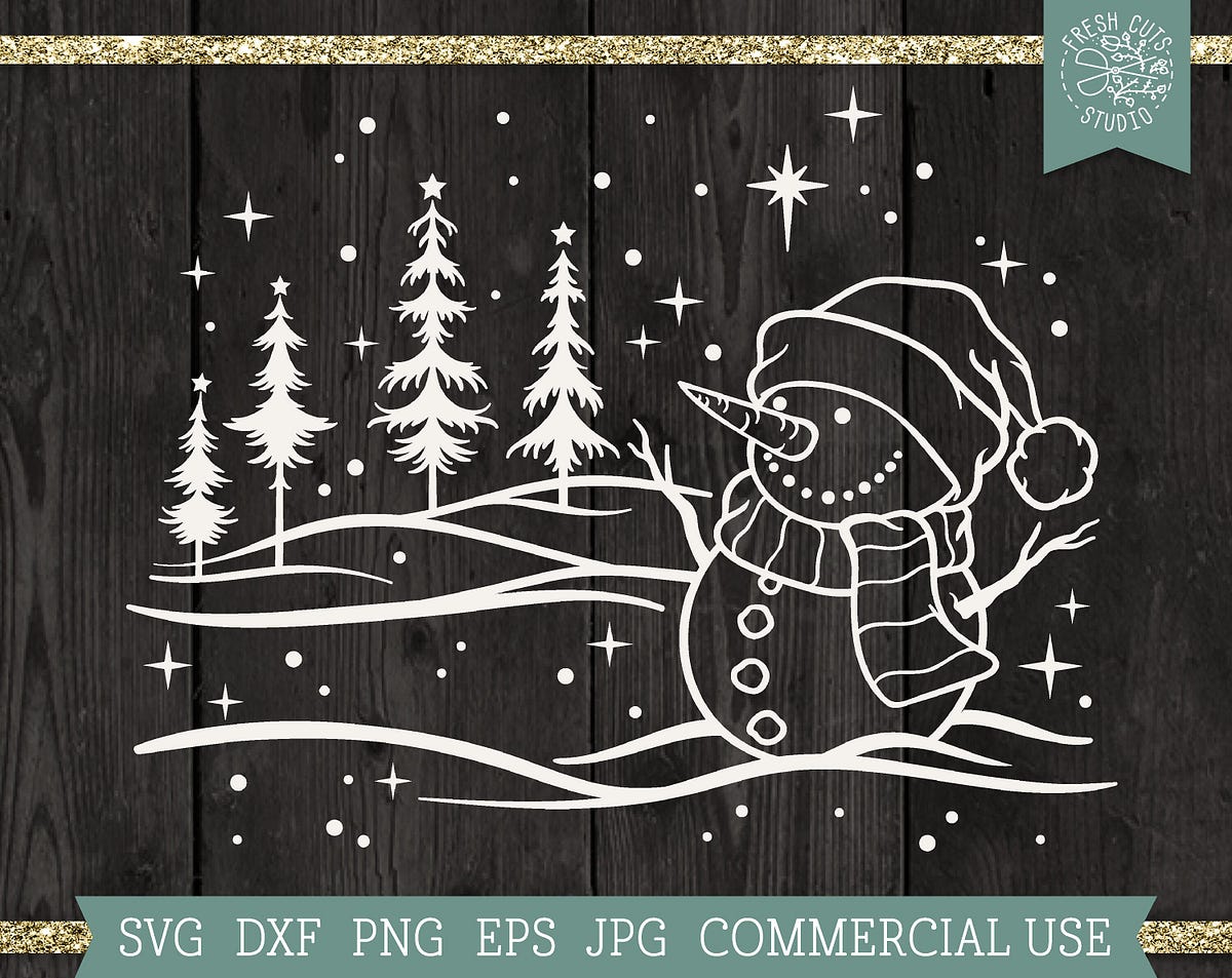 Snowman Scene SVG Christmas Cheer Cut file, Snowy Winter Scene Svg ...