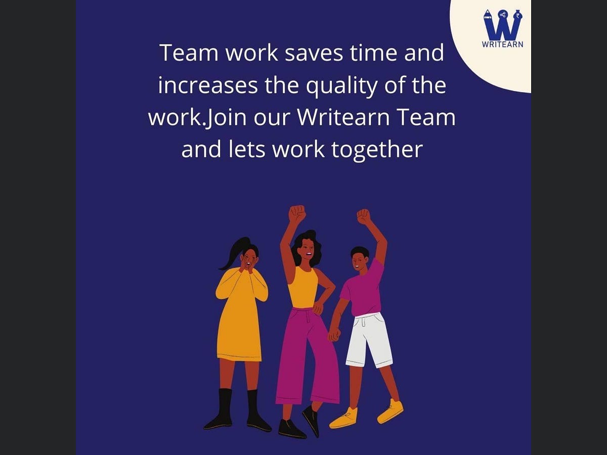 ⭐⭐ Writearn ⭐⭐ . 📝. 🏻. 📝 Teamwork saves time and increases the quality ...