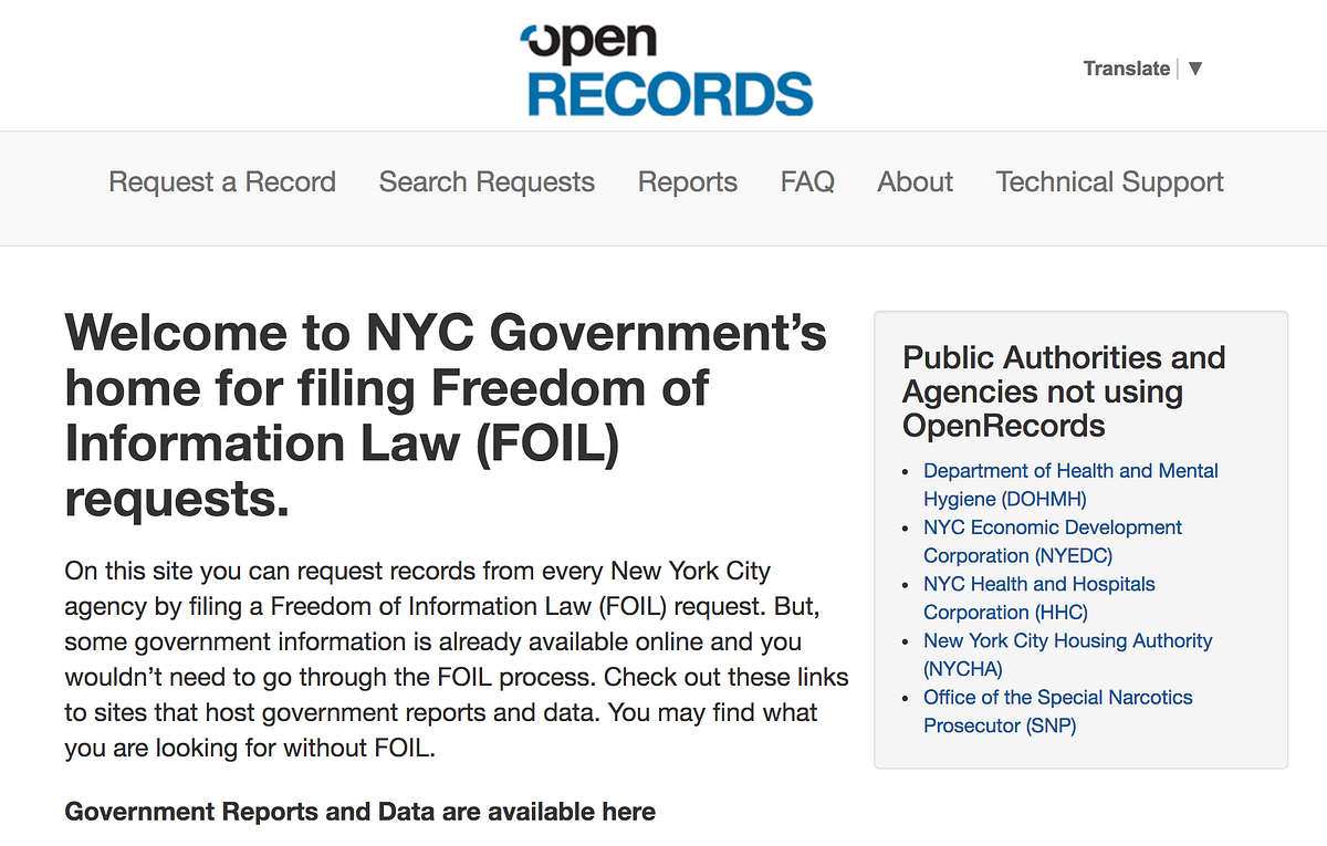 Filing A Freedom of Information Law (FOIL) Request for NYC Data | by ...