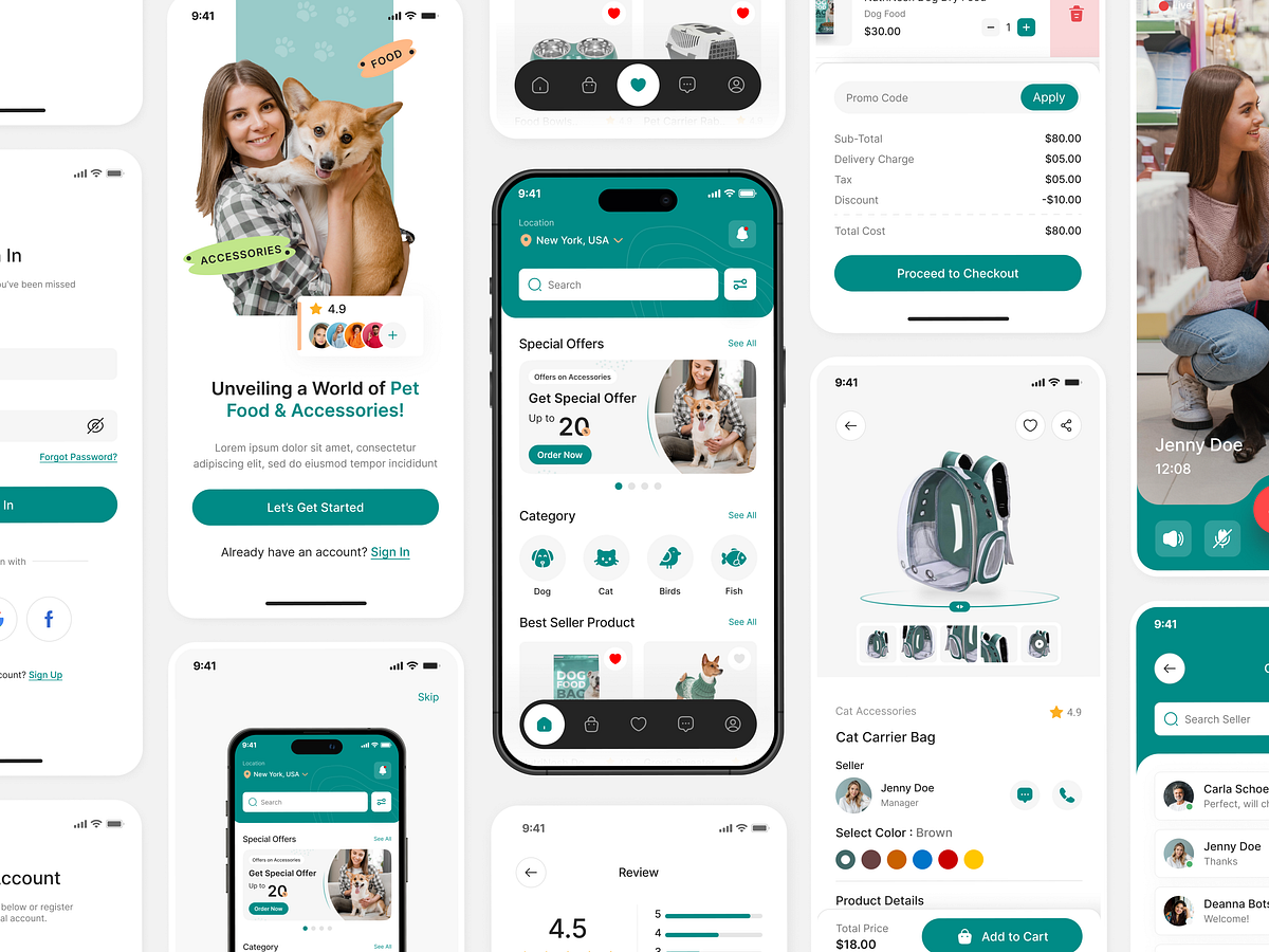 Pet Food and Accessories Shop Mobile App UIUX Design | Figma | by ...