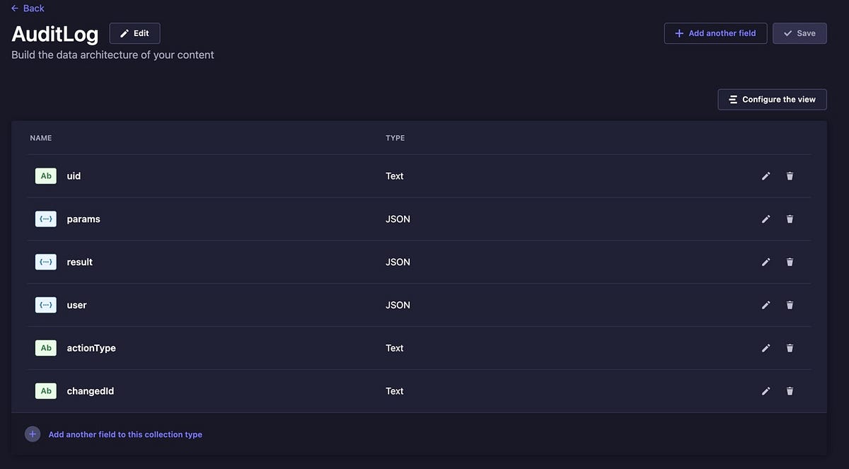 Audit logs on Strapi v4.6.x. Alternative to perform audit logs in… | by Lucas Keller | Medium