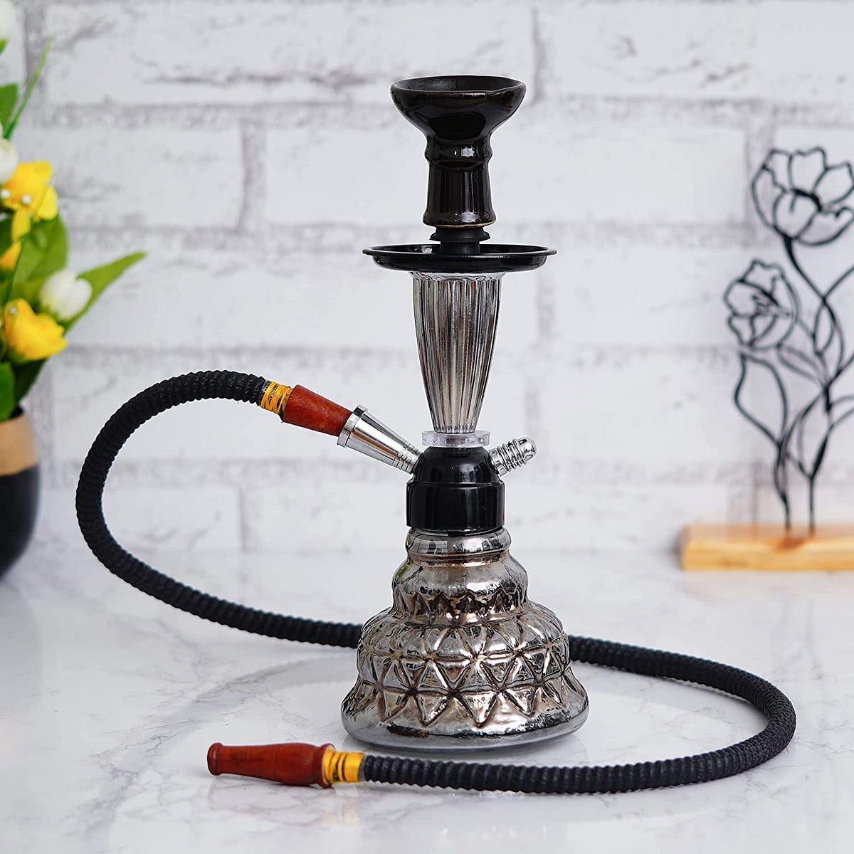 JaipurCrafts Premium Designer Black Petite Lindo Style Hookah set ( 12 ...
