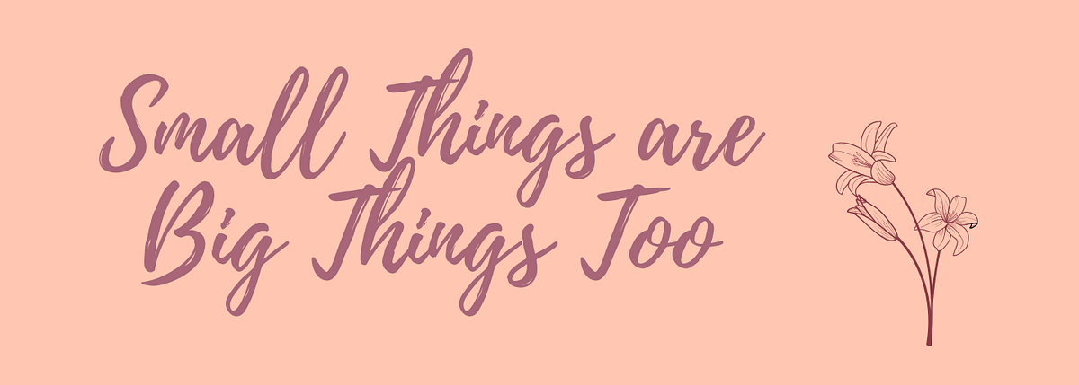 Small Things are Big Things Too. Have you ever sat with yourself in the ...