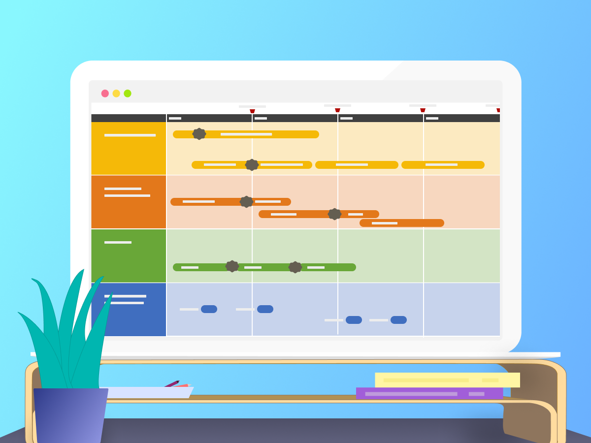 Deep DHTMLX Gantt Customization: Project Roadmap with Split Tasks and Milestones Organized via ...