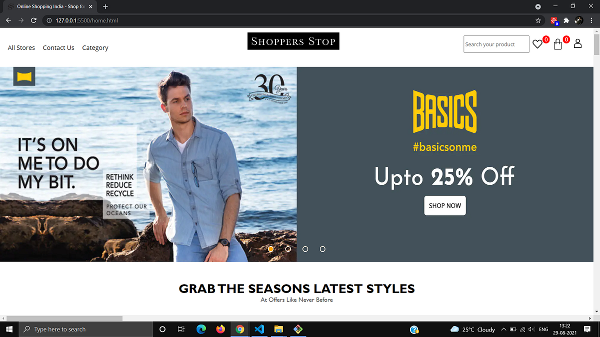 Cloning Shopper Stop website in 7 days using HTML, CSS and JavaScript ...