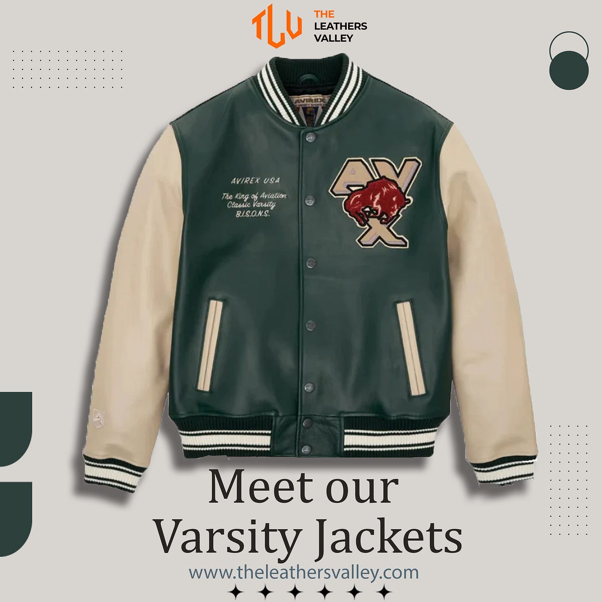 Varsity Green color USA edition jacket - Theleathers valley - Medium