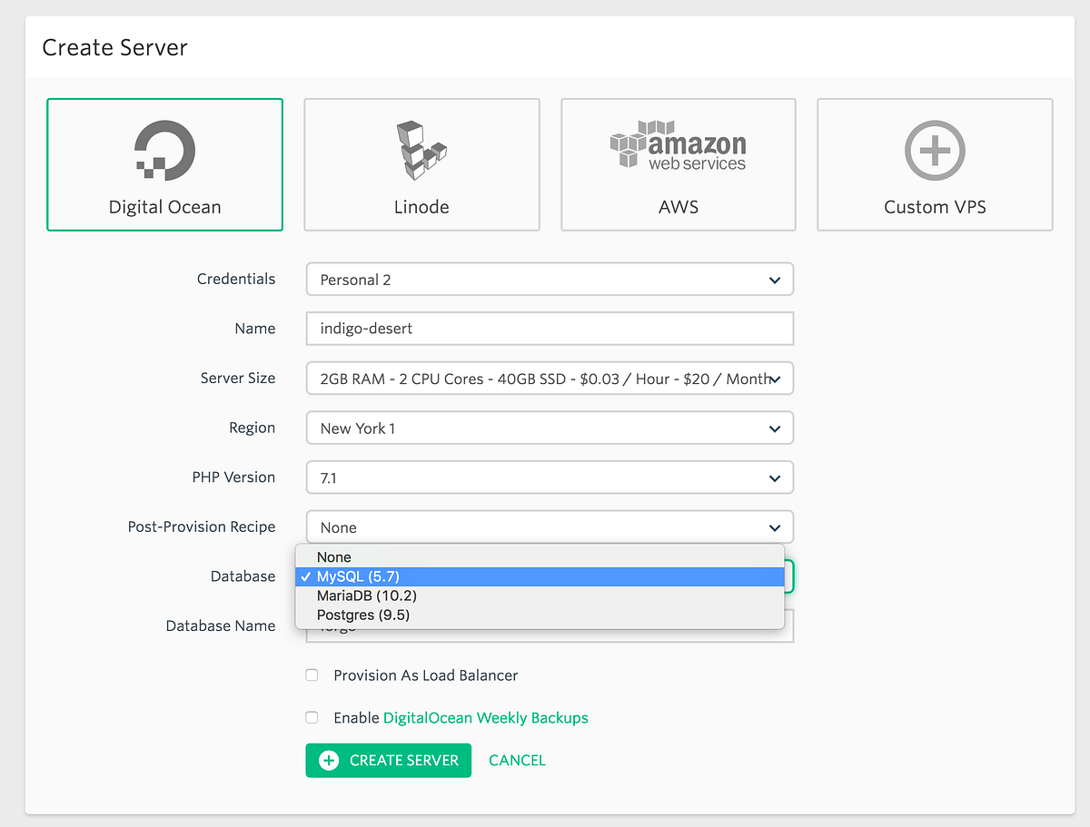 Laravel Forge Database Selection. Today we are excited to launch a new ...