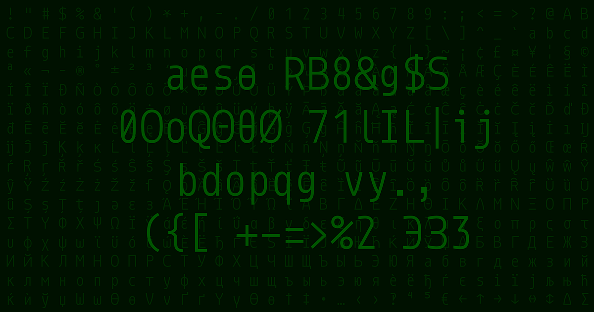 Distinguishable Glyphs in Coding Fonts | by Andreas Larsen | Larsenwork ...