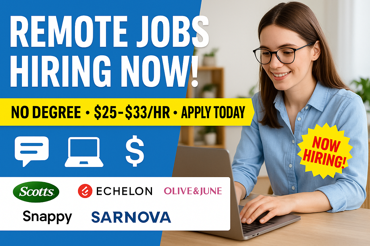 6 Remote Jobs Hiring Now — No Degree, $25–$33/hr, and Mostly No Phone Calls | by Mr.PROFESSOR🌻 ...