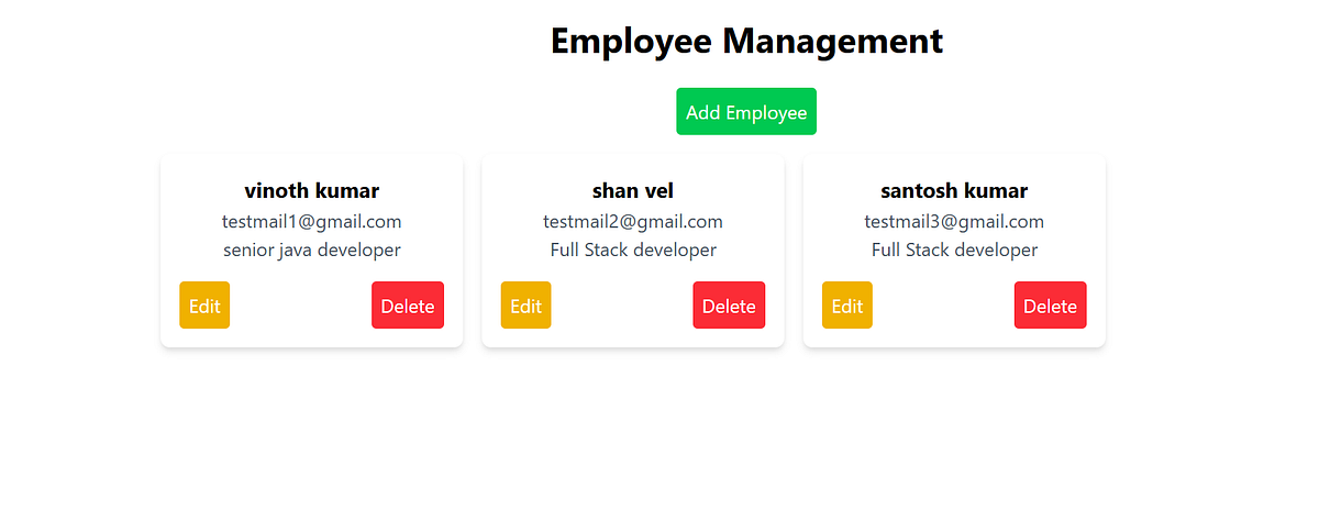 Employee Profile Management System with React, TypeScript, Tailwind CSS, Spring Boot, JPA, and ...