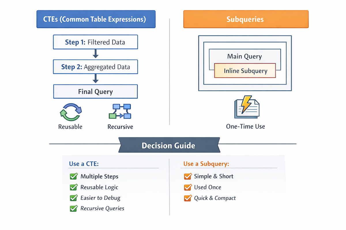 CTEs vs Subqueries: Which One Should You Use and Why? | by Sibaram ...