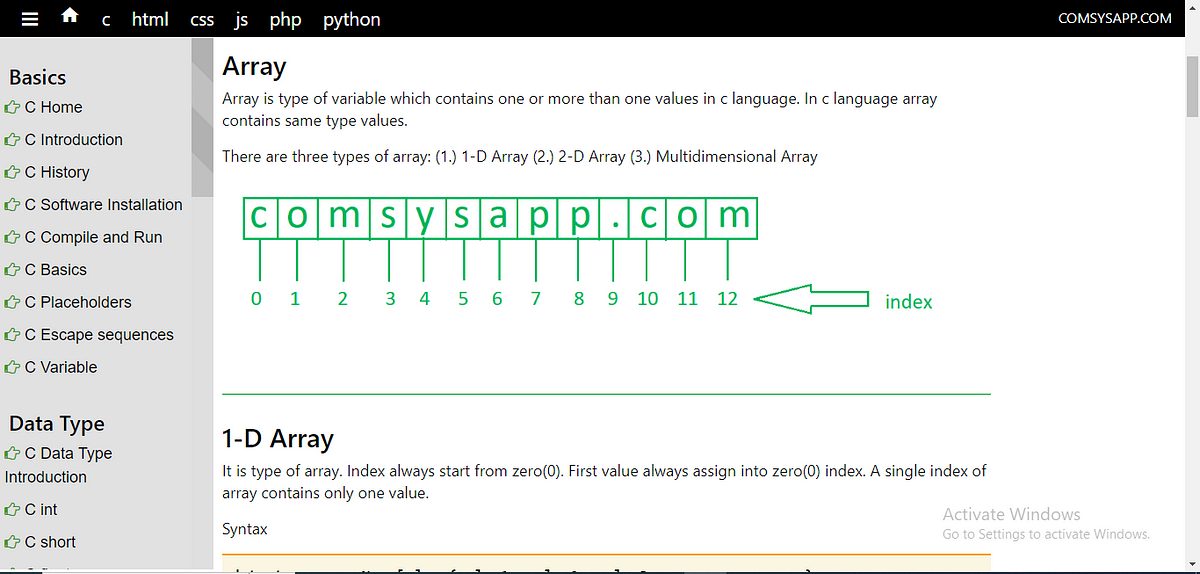 C Programming Language Array Comsysapp Medium 4110