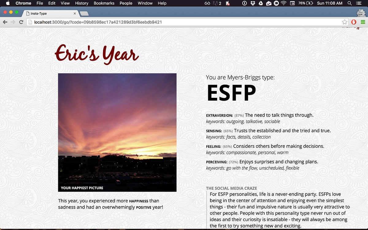 Meyer’s Brigg’s Assesment on Social Media shows that everyone is ESFP ...