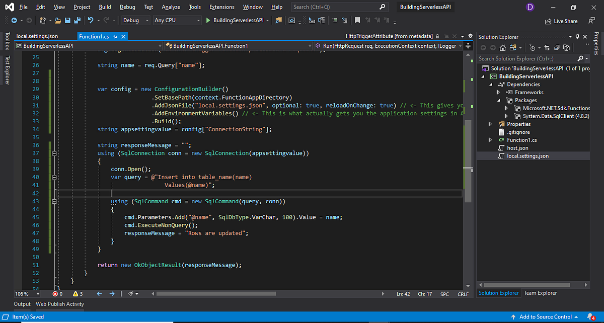 Building Serverless APIs using Azure function and Azure SQL | by ashirwad satapathi | Medium