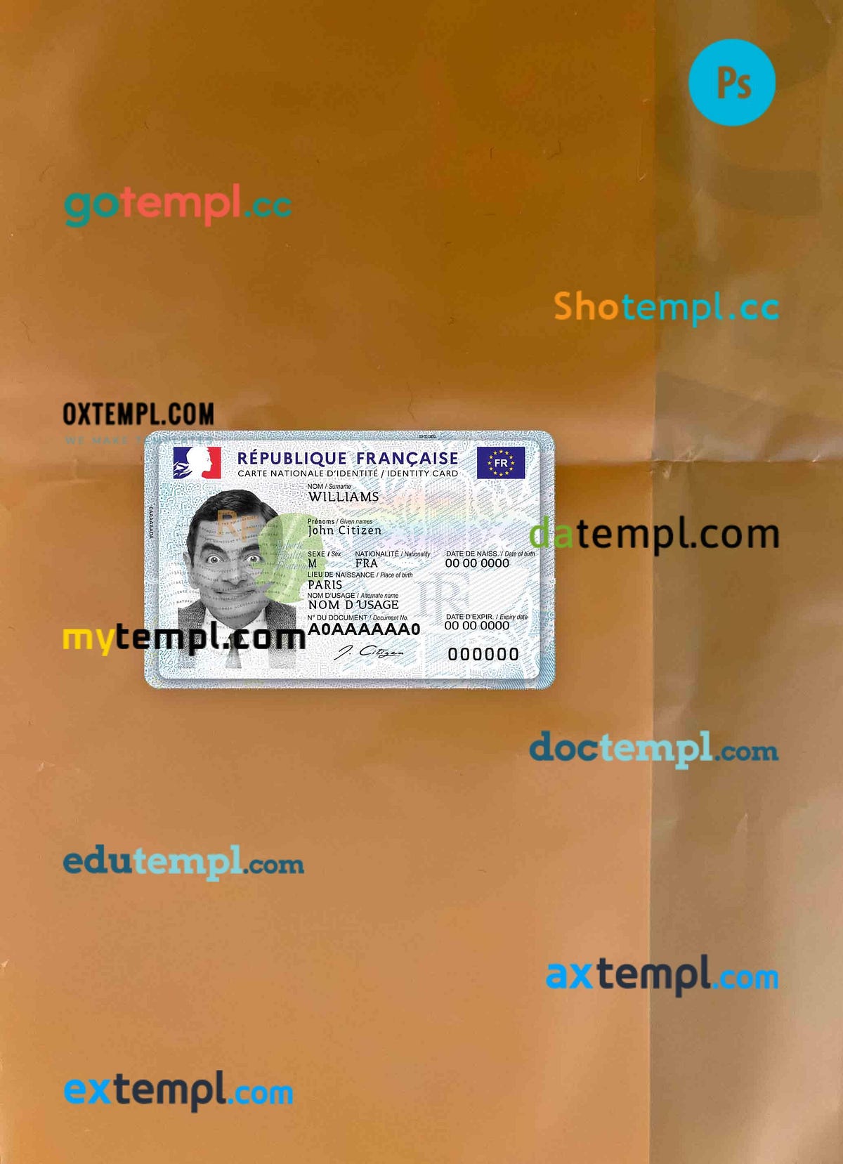 France new residence card editable PSDs, scan and photo-realistic ...